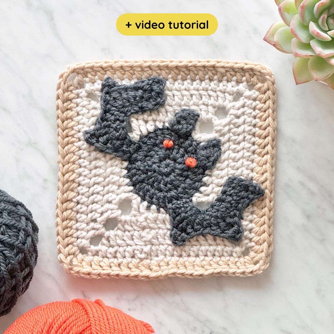 Bat Granny Square Crochet Pattern With Video Tutorial: Animal Baby ...