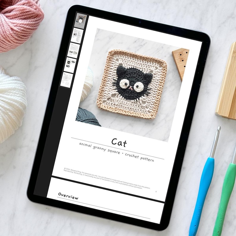 Cat Granny Square Crochet Pattern With Video Tutorial: Pet Animal Baby ...