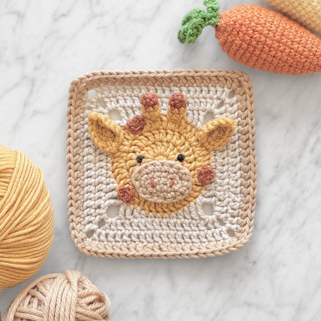 Giraffe Granny Square Crochet Pattern: Jungle Safari Animal Baby ...