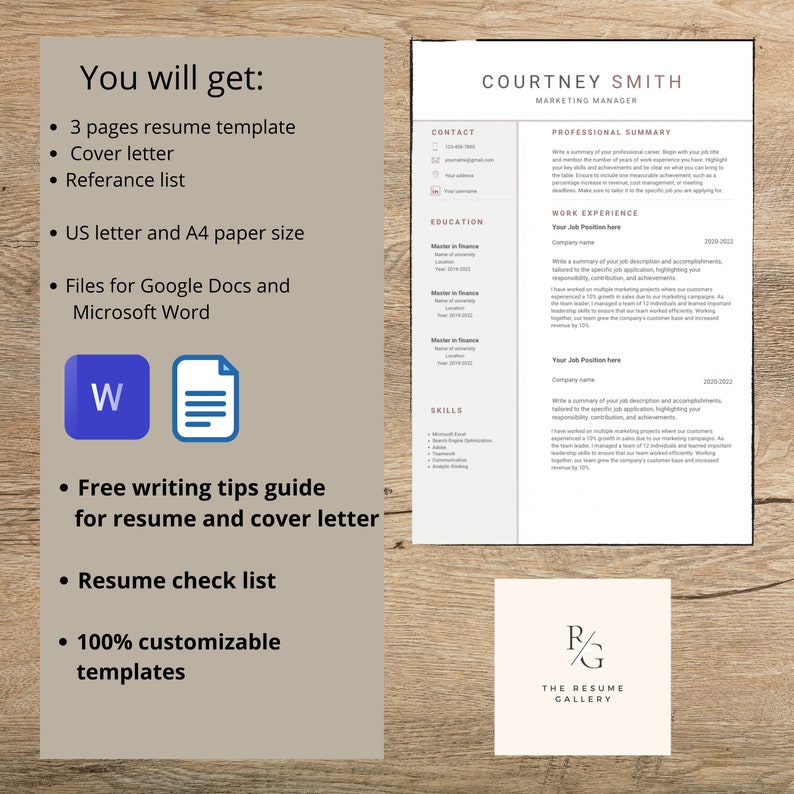 Resume Templates Word and Docs, Professional Resume With Cover Letter ...