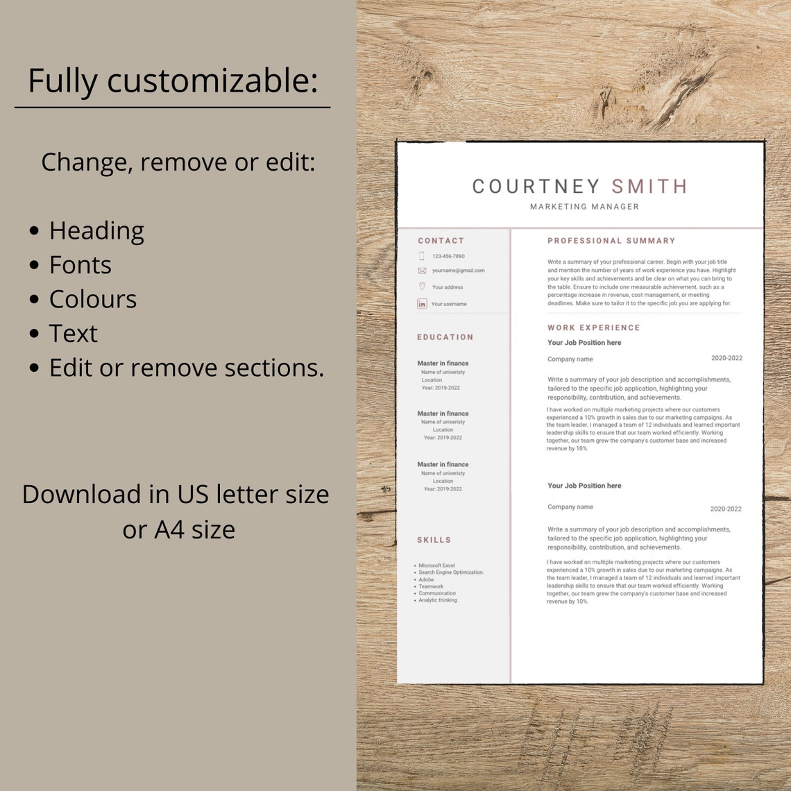 Resume Templates Word and Docs, Professional Resume With Cover Letter ...