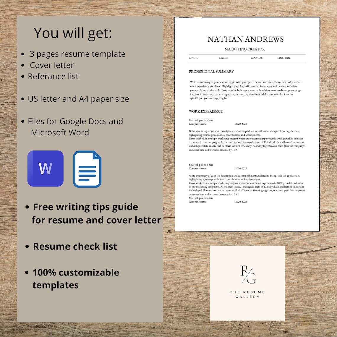 ATS Resume Template for Google Docs & Microsoft Word, ATS Resume ...