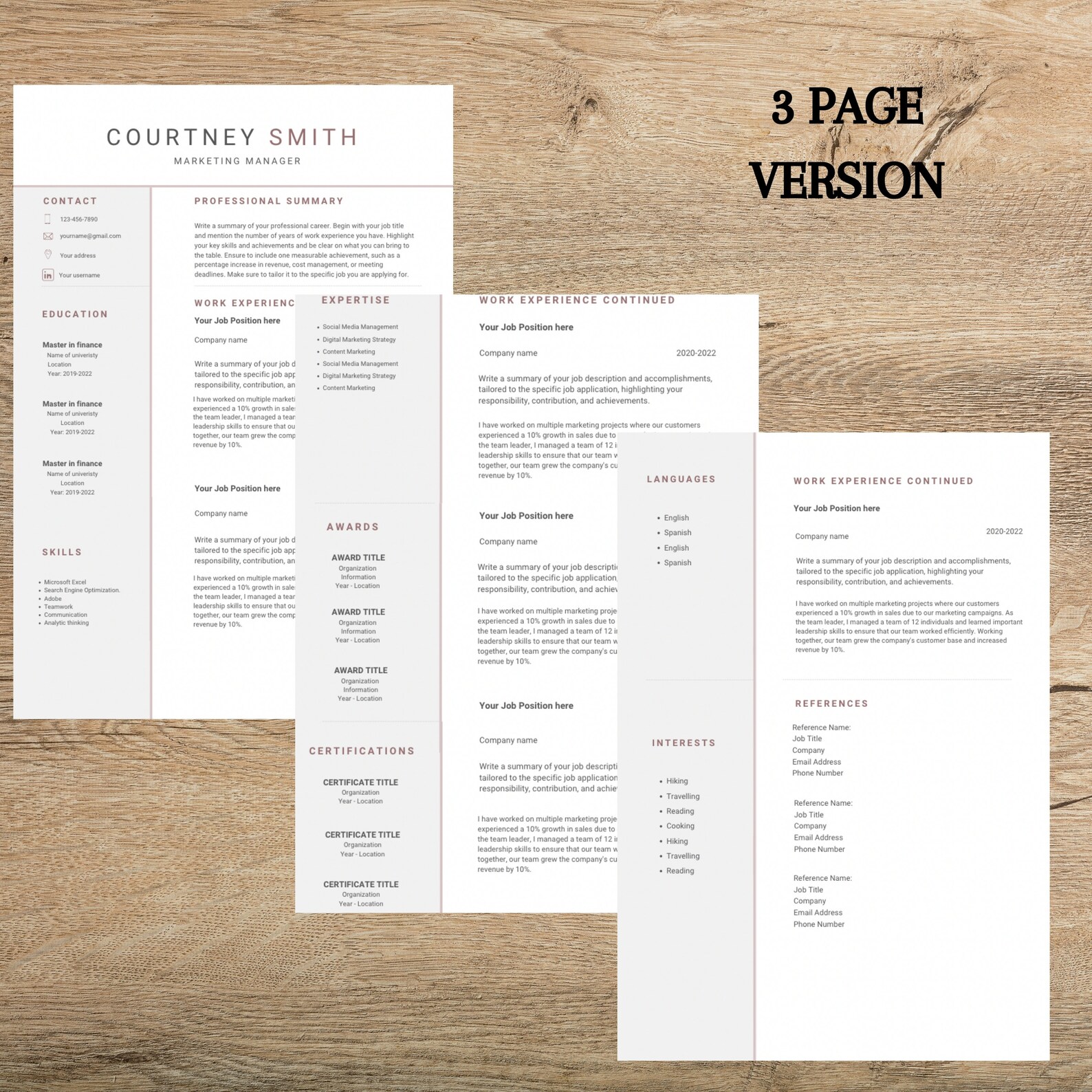 Resume Templates Word and Docs, Professional Resume With Cover Letter ...