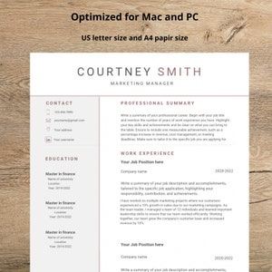 Resume Templates Word and Docs, Professional Resume With Cover Letter ...