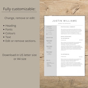 Professional Resume Template for Google Docs and Microsoft Word, Modern ...
