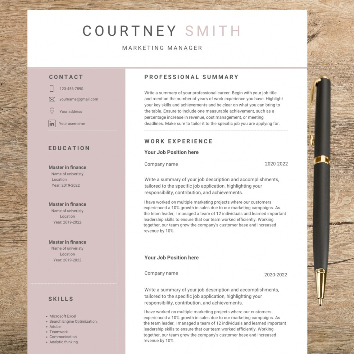 Resume Templates for Google Docs and Microsoft Word, Professional ...