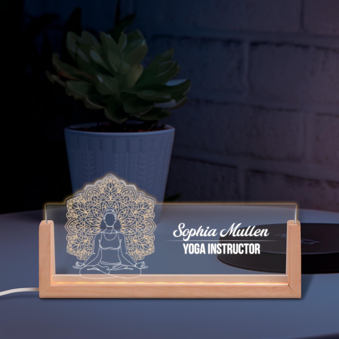 Personalized Yoga Instructor Desk Name Plate | Custom Yoga Teacher Gift ...