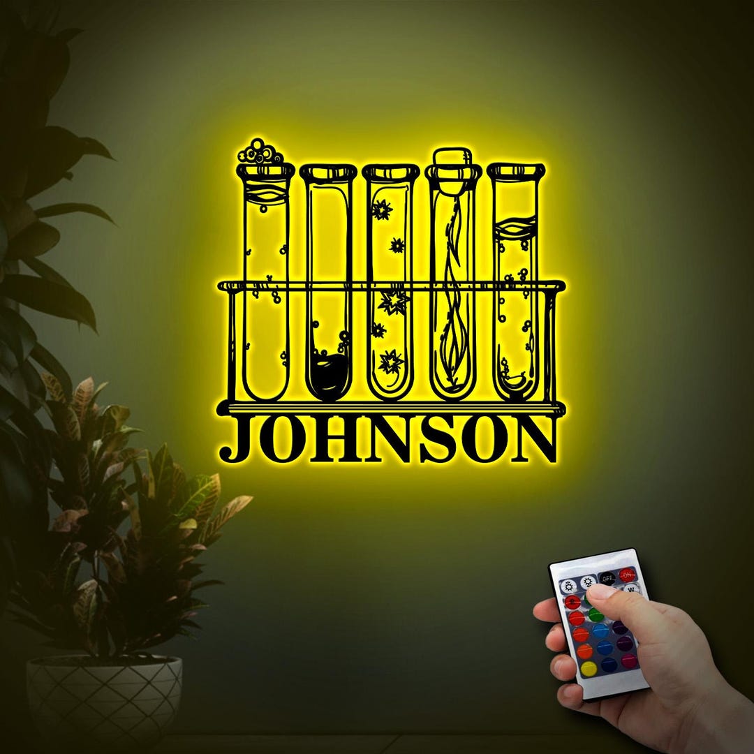 Custom Science Teacher Metal Led Light, Chemistry Lab Test Tube, Gift ...