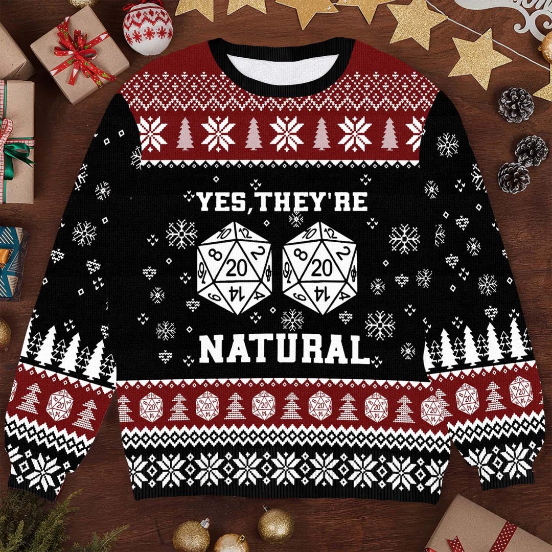 Yes They're Natural Dnd Ugly Christmas Sweater, Funny Dungeons ...