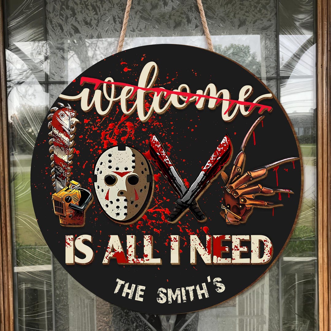 Horror Welcome Sign Custom Family Halloween Decoration for Mom Dad ...