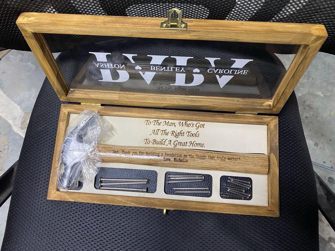 Personalized Hammer for Dad With Wood Box and Stain | Engraved Hammer ...