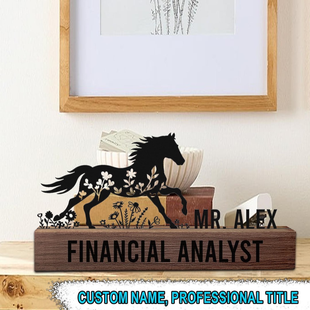 Custom Horse Desk Nameplate Metal Office Sign With Running Stallion ...