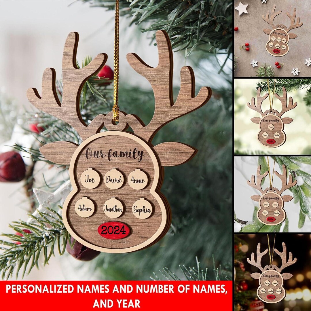 Personalized Reindeer Ornament, Custom Rudolph Wooden Ornament ...