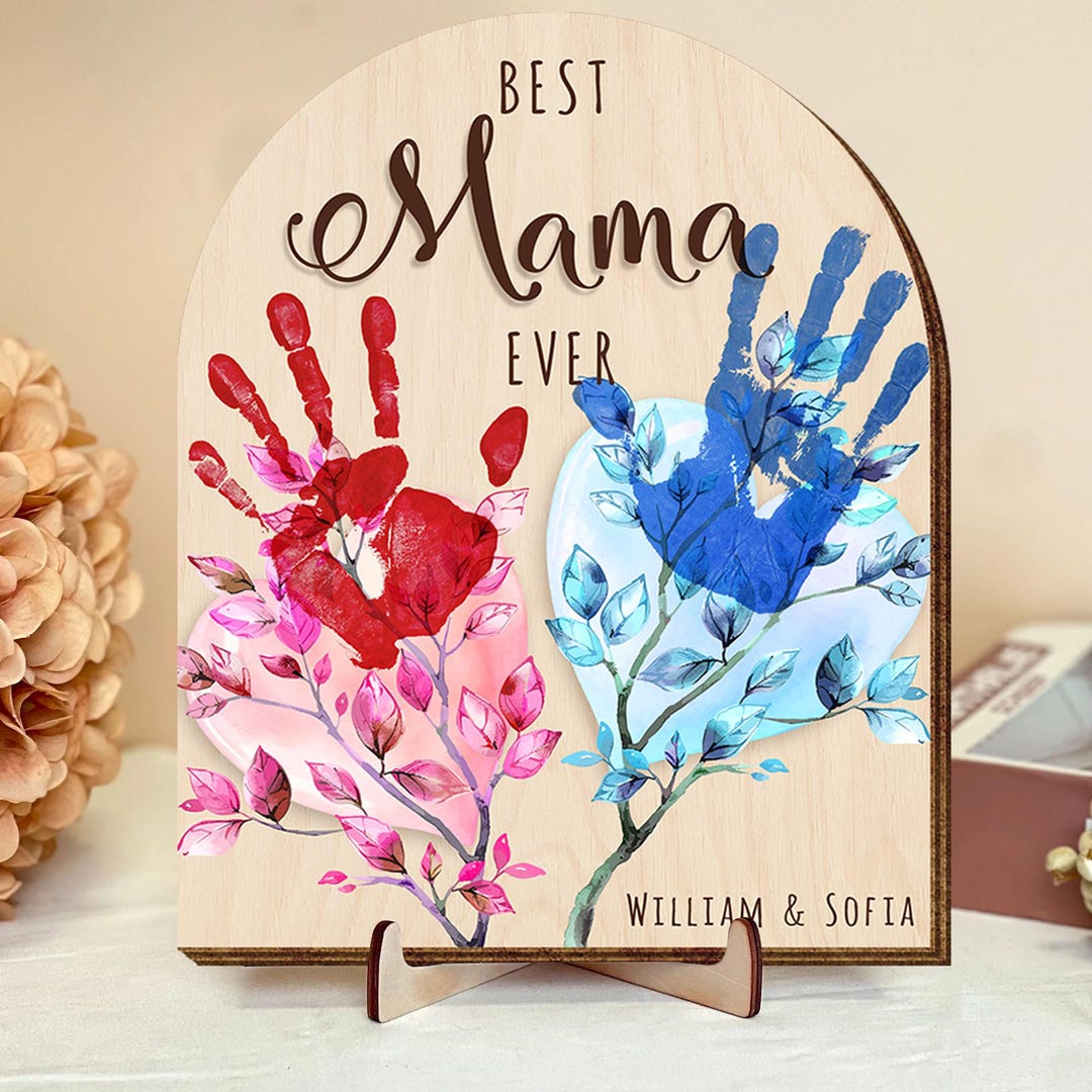 Personalized Handprint Sign, Custom Best Mama Ever DIY Handprint Craft ...