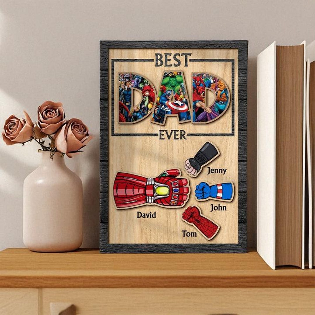 Personalized Fathers Day Super Hero Art | Custom Best Dad Ever ...