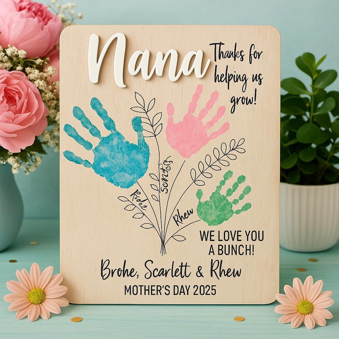 Custom Handprint Sign for Nana - DIY Flower Handprint Art - Celebrate ...