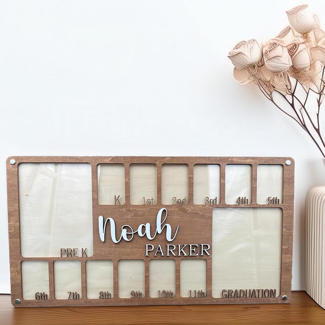 Personalized Wooden School Years Photo Frame for Kids Prek to 12th ...