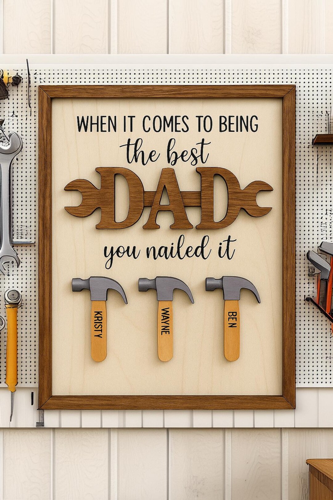 Best Dad You Nailed It | Personalized Hammer Dad Sign With Kids Names ...