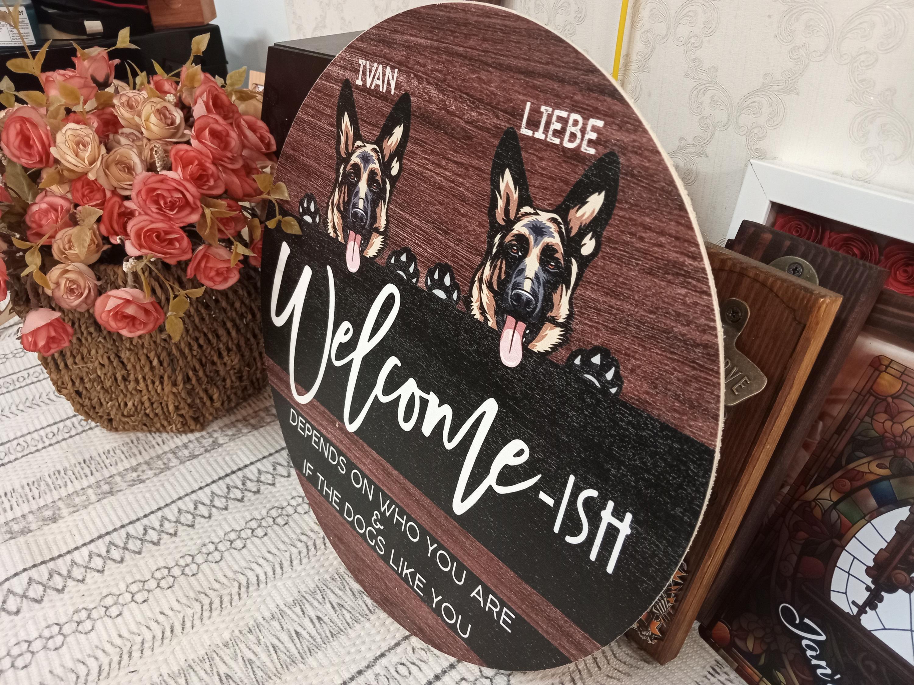 Dog Welcome Sign, Custom Dog Front Door Hanger, Gift for Dog Lover - Etsy