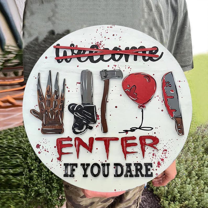 Enter If You Dare Halloween Door Sign - Halloween Front Door Decor ...