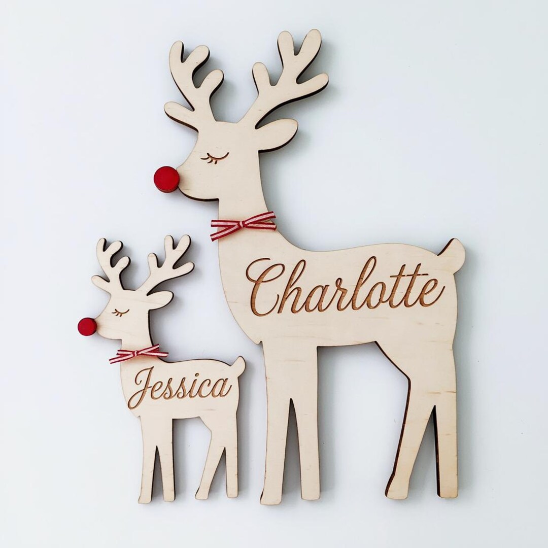 Personalized Freestanding Reindeer With Engraved Name, Custom Place ...