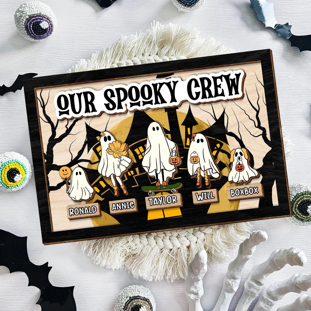 Personalized Ghost Family Sign, Spooky Crew Sign, Custom Halloween ...