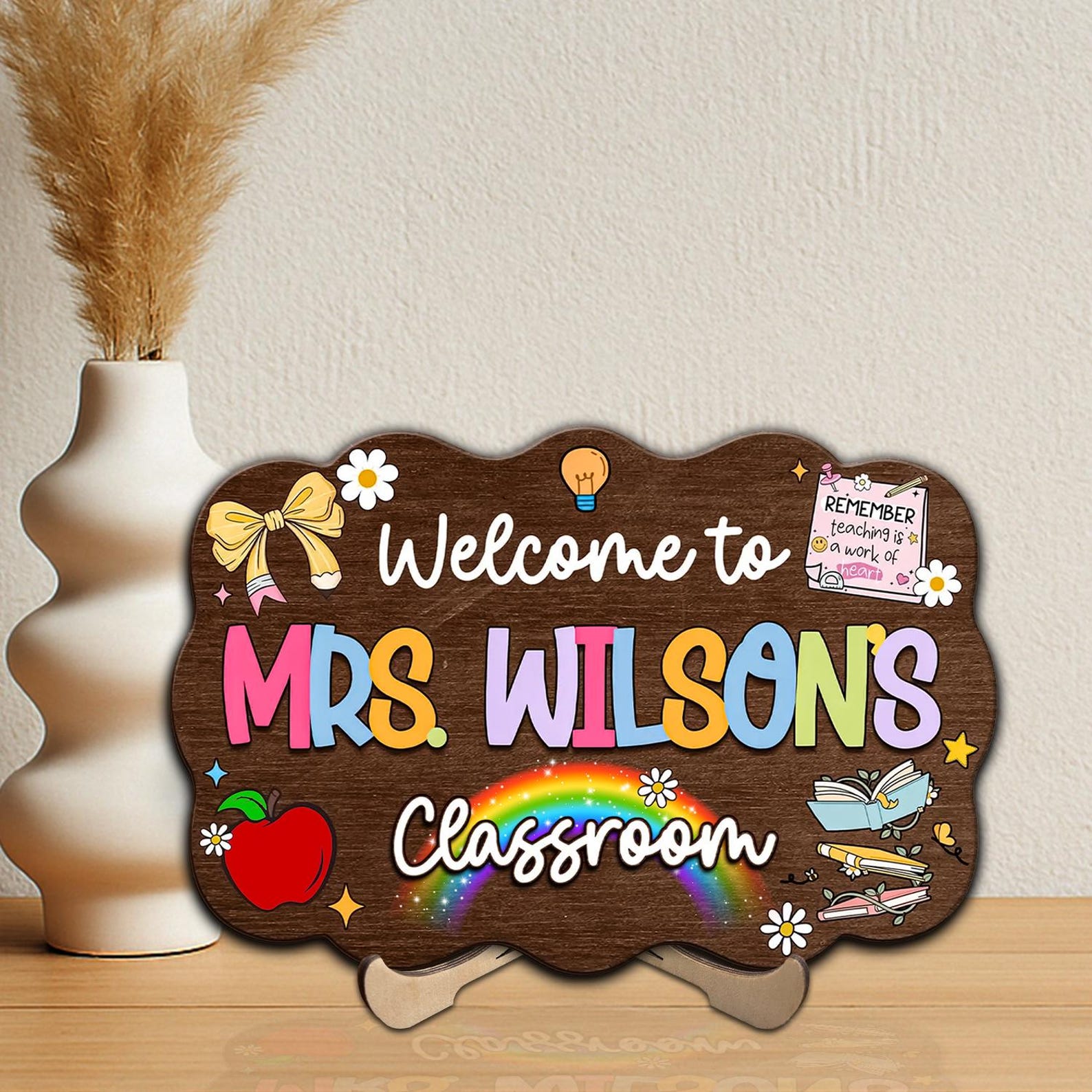 Personalized Welcome to Classroom Door Sign for Teachers, Rainbow ...