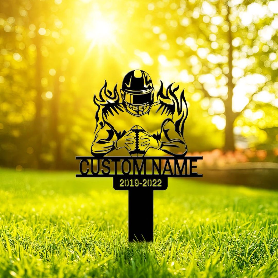 Custom Football Memorial Metal Stake Grave Marker, Loss of Son Kid Boy ...