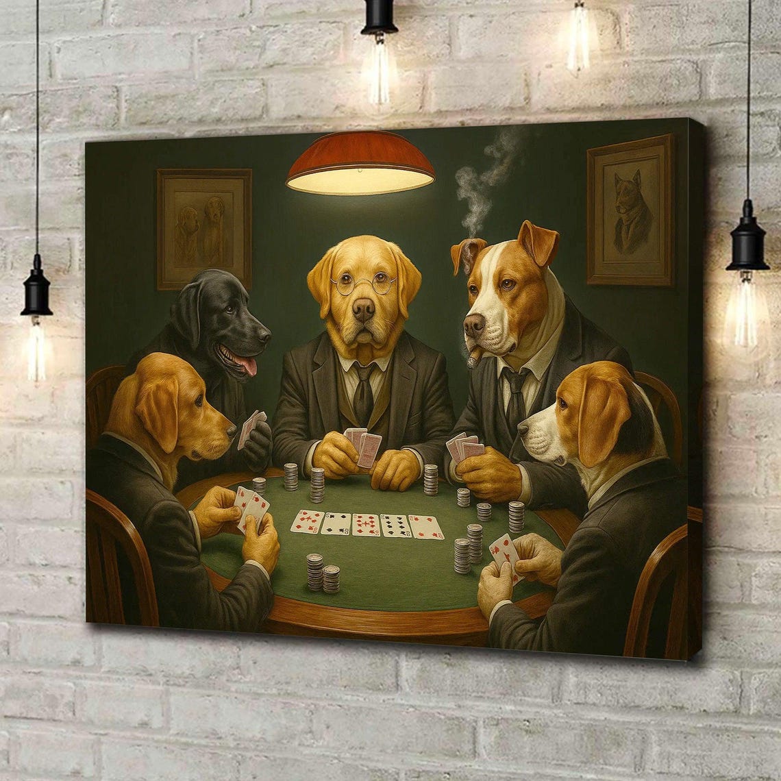 Dogs Playing Poker Canvas Wall Art, Suited Dogs Card Game Poster, Funny ...