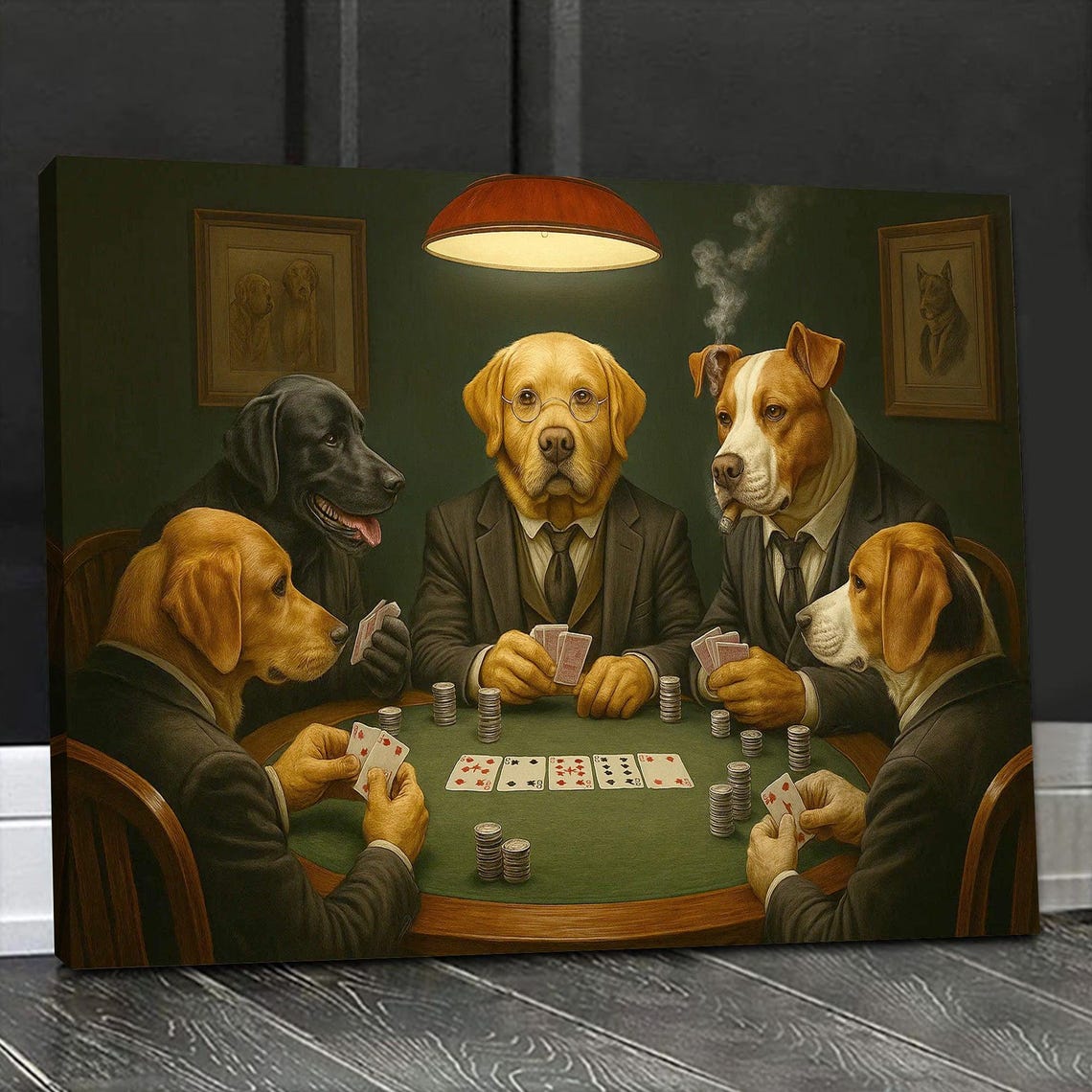 Dogs Playing Poker Canvas Wall Art, Suited Dogs Card Game Poster, Funny ...