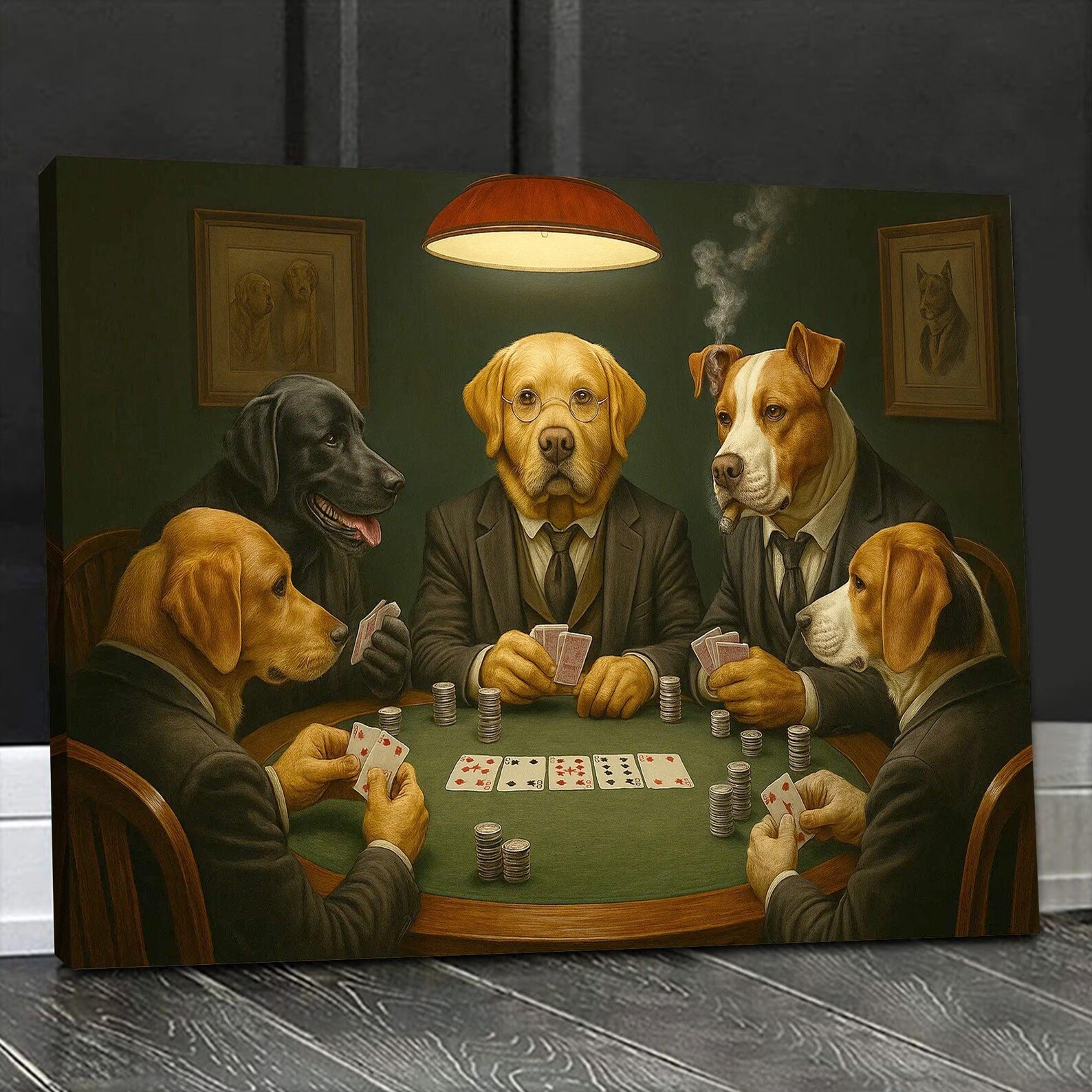 Dogs Playing Poker Canvas Wall Art, Suited Dogs Card Game Poster, Funny ...