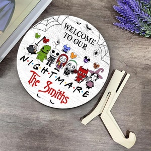 Welcome to Our Nightmare Sign, Halloween Horror Movie Characters Door ...