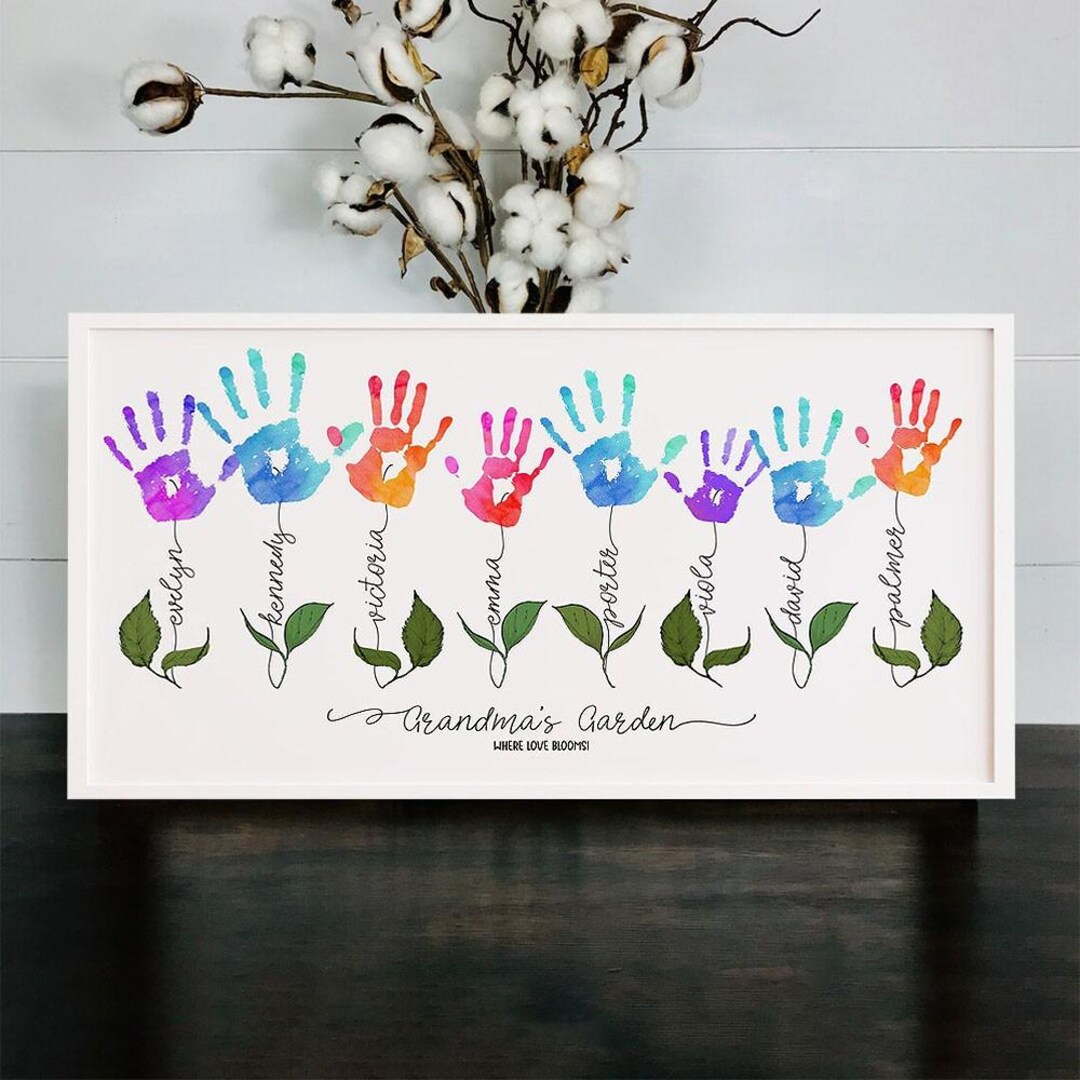 Personalized Handprint Flower Sign - Handprint DIY Gift for Mom ...