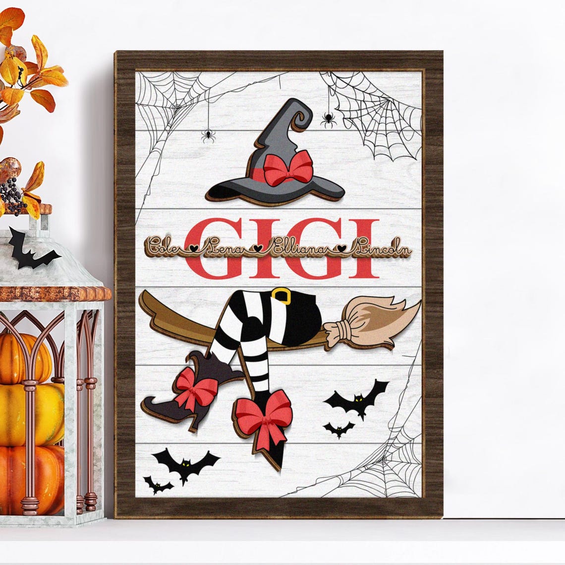 Personalized Wooden Family Witch Sign, Grandkids Names Sign, Witch ...