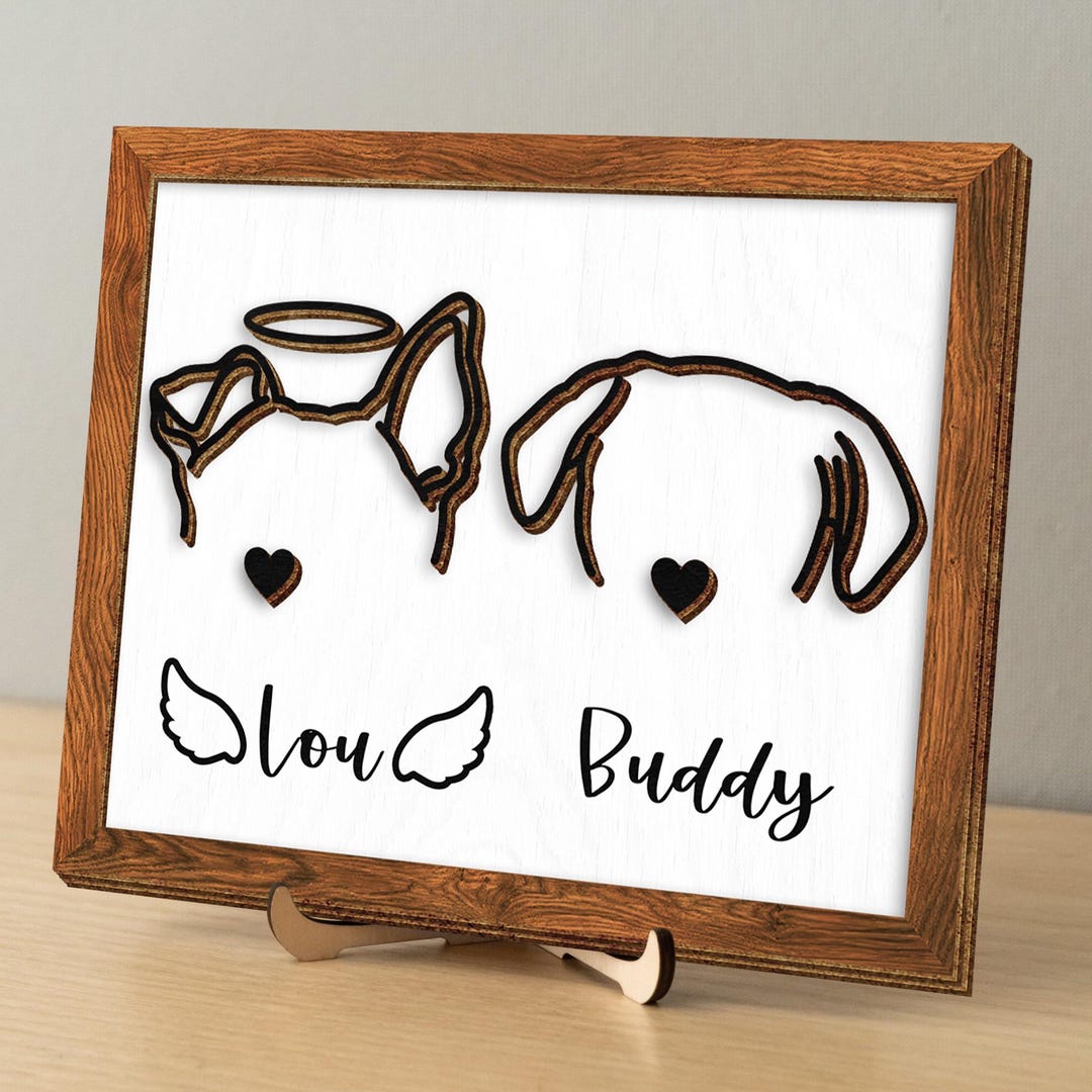Custom Dog Ear Memorial Sign, Pet Loss Gift, Dog Angel Art ...