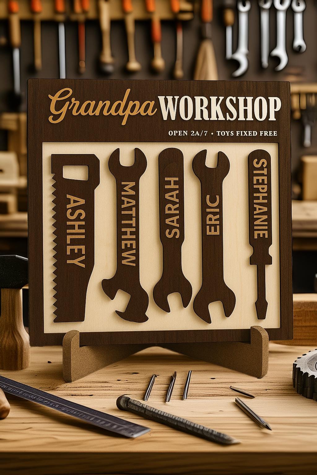 Grandpa's Workshop Sign Personalized Engraved Tool With Family Names ...