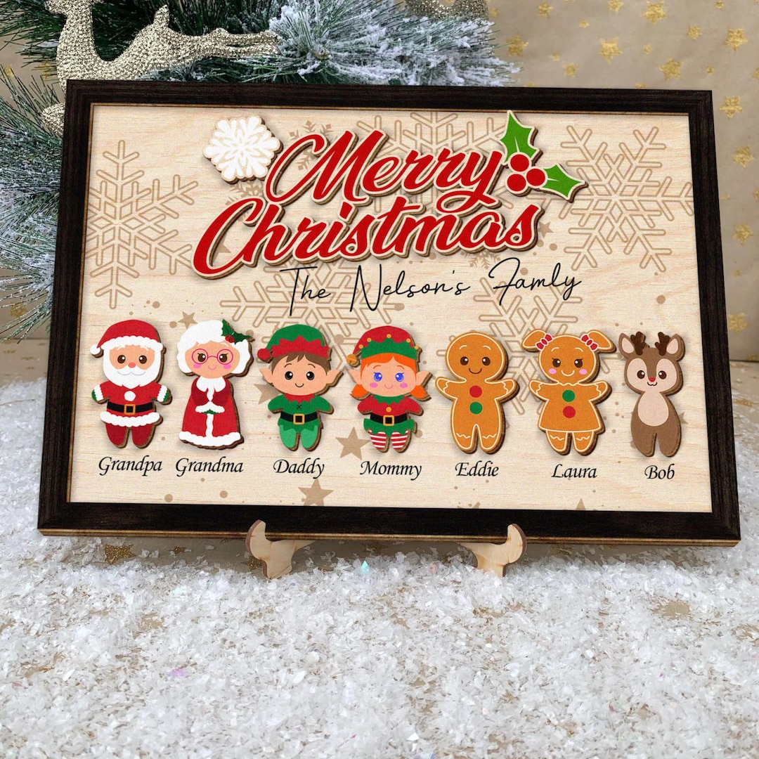 Personalized Family Christmas Sign, Merry Christmas Holiday Decor ...