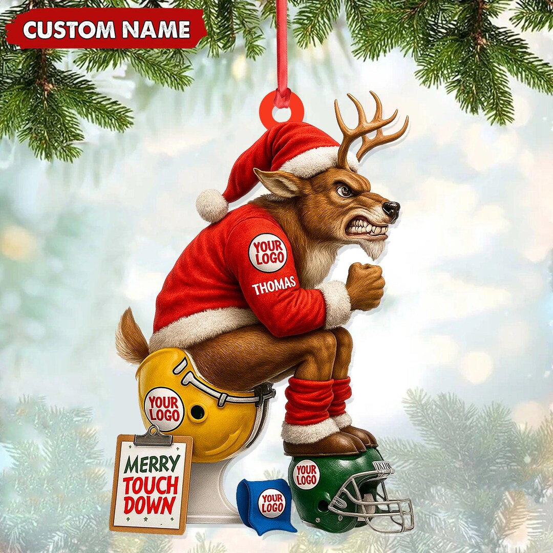 Personalized Football Christmas Ornament, Custom Reindeer Santa ...