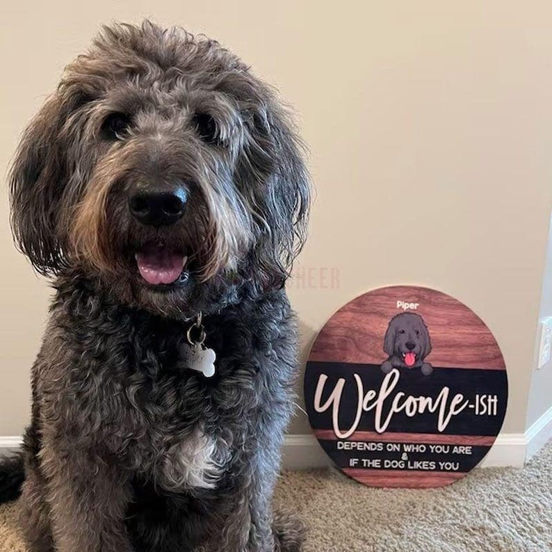 Personalized Dog Welcome Door Sign, Custom Dog Sign, Welcome Wreath ...
