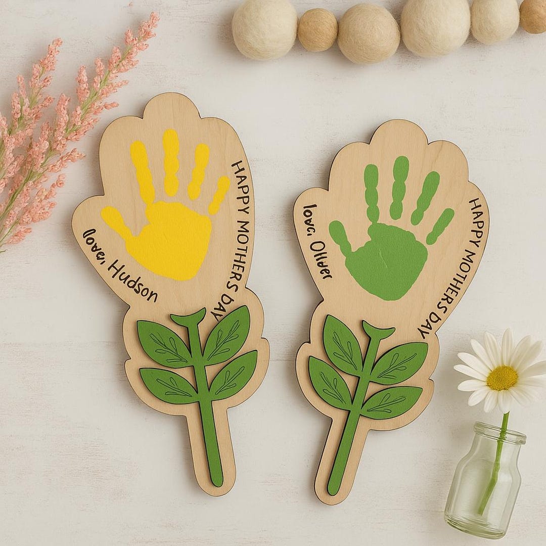 DIY Handprint Flower Sign - Kids Handprint Signs - Handmade Gift for ...