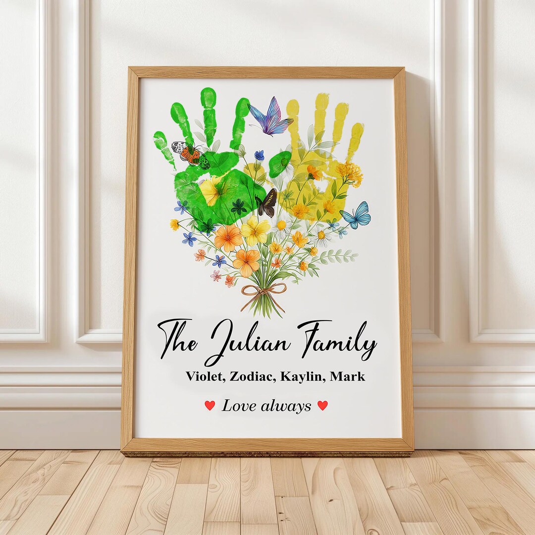 Custom Handprint Art Sign - Handprint DIY Gift for Mom- Personalized ...