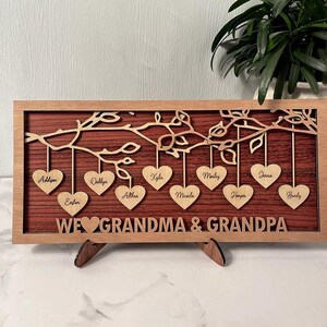 Personalized Family Tree Wood Frame Name Engraved Sign Home Decor Gift ...