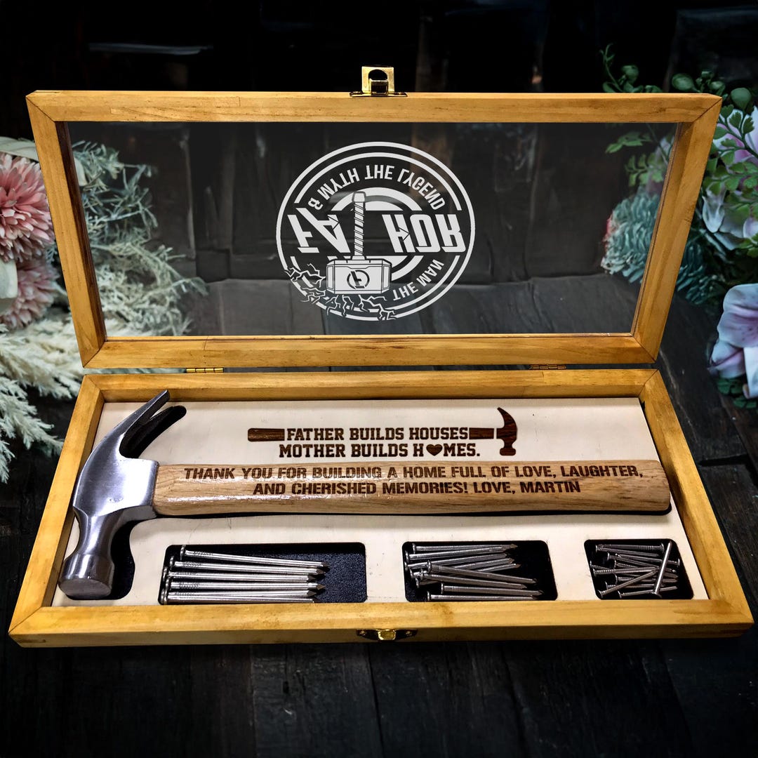 Personalized Hammer for Dad With Wood Box and Stain | Engraved Hammer ...