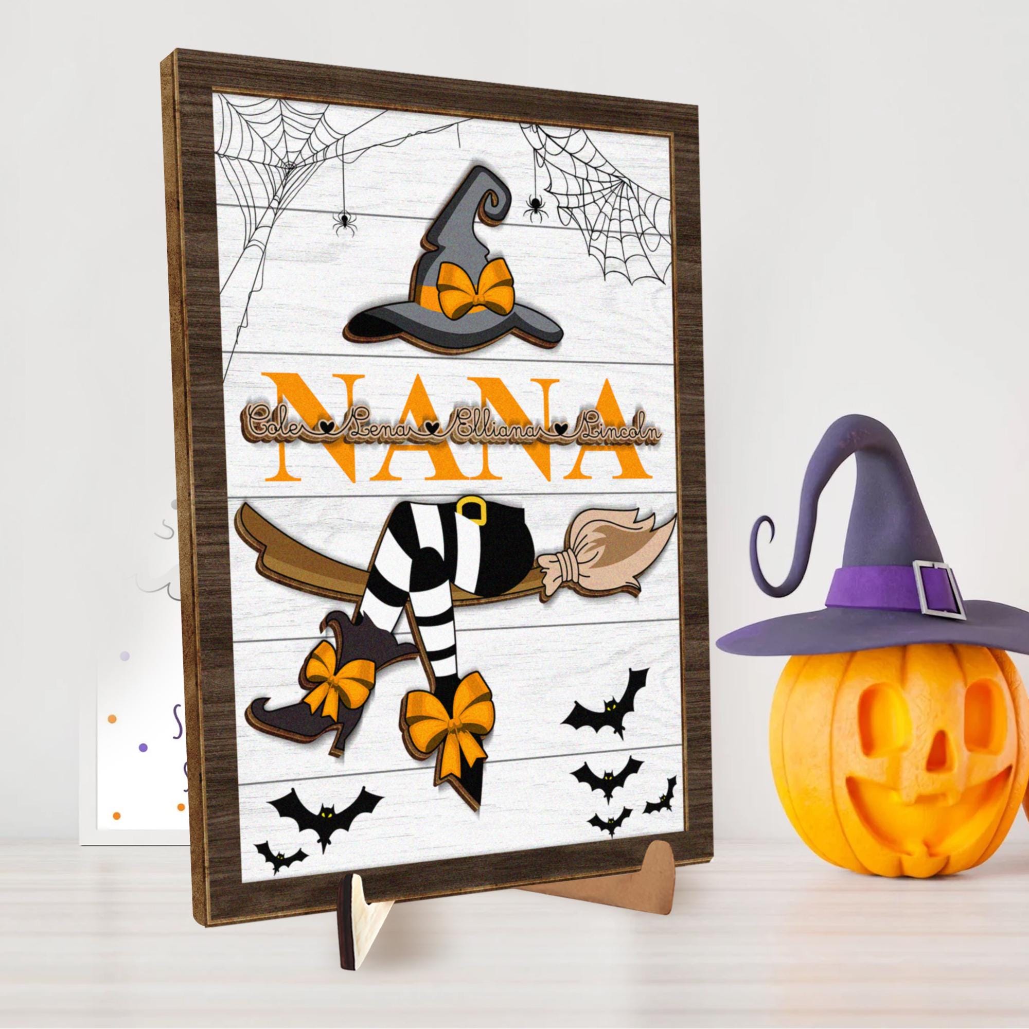 Personalized Wooden Family Witch Sign, Grandkids Names Sign, Witch ...