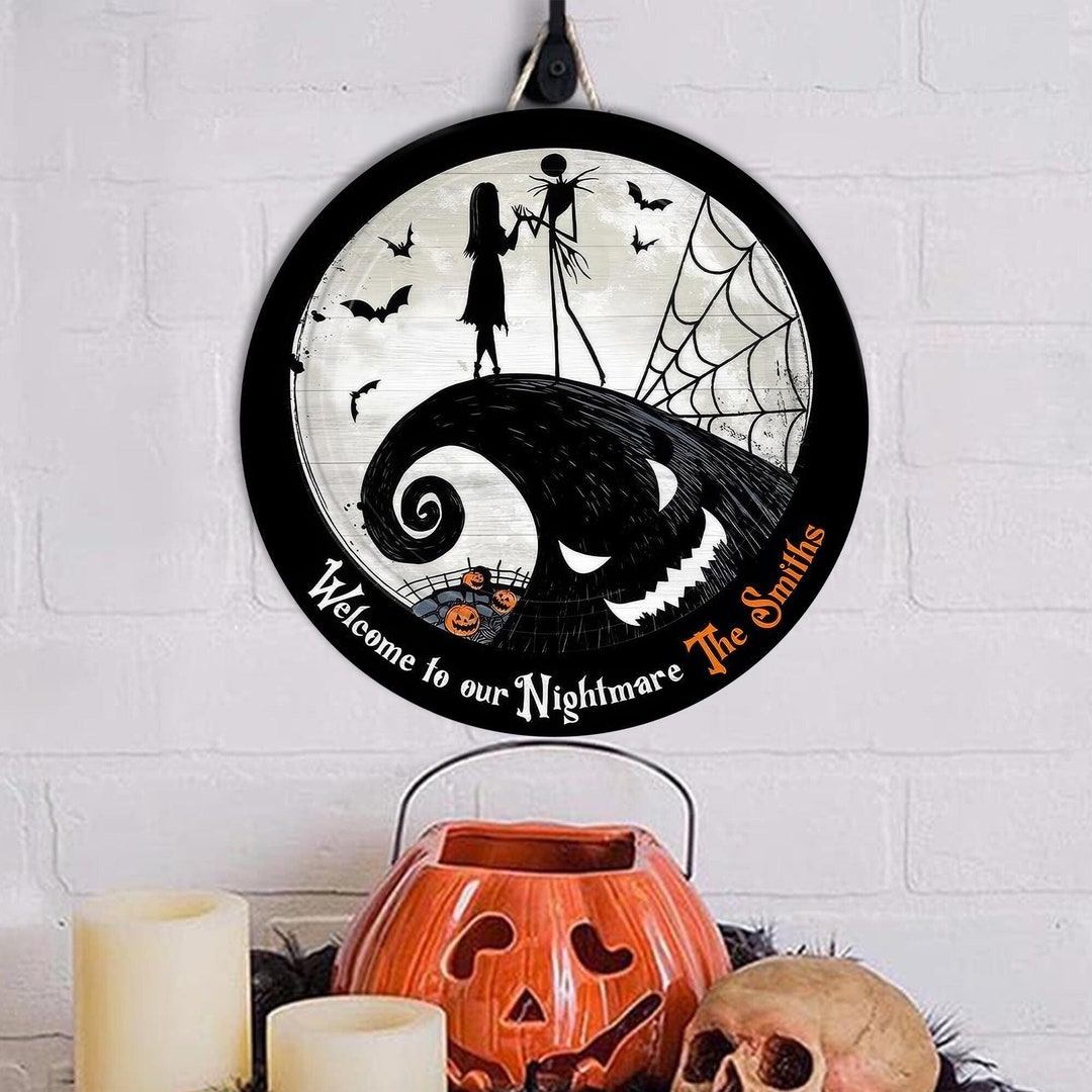 Personalized Nightmare Wooden Sign, Halloween Family Name Decor - Etsy