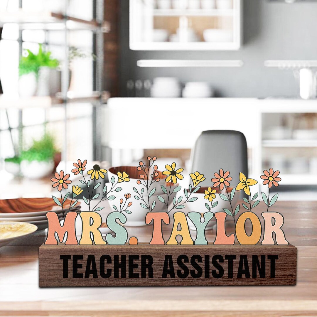 Personalized Teacher Assistant Desk Name Plate Wooden Classroom Sign ...