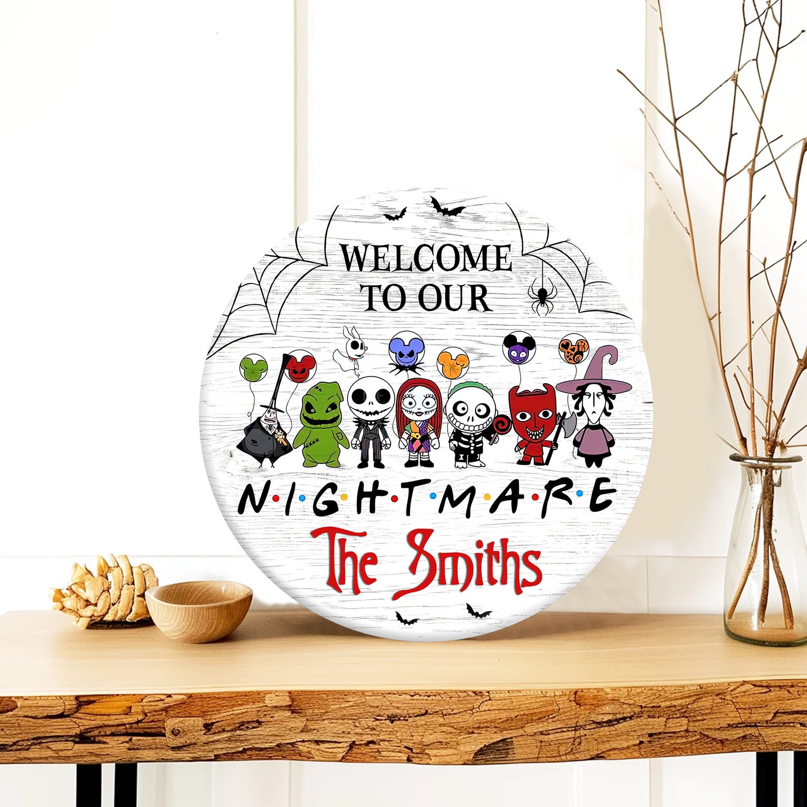 Welcome to Our Nightmare Sign, Halloween Horror Movie Characters Door ...