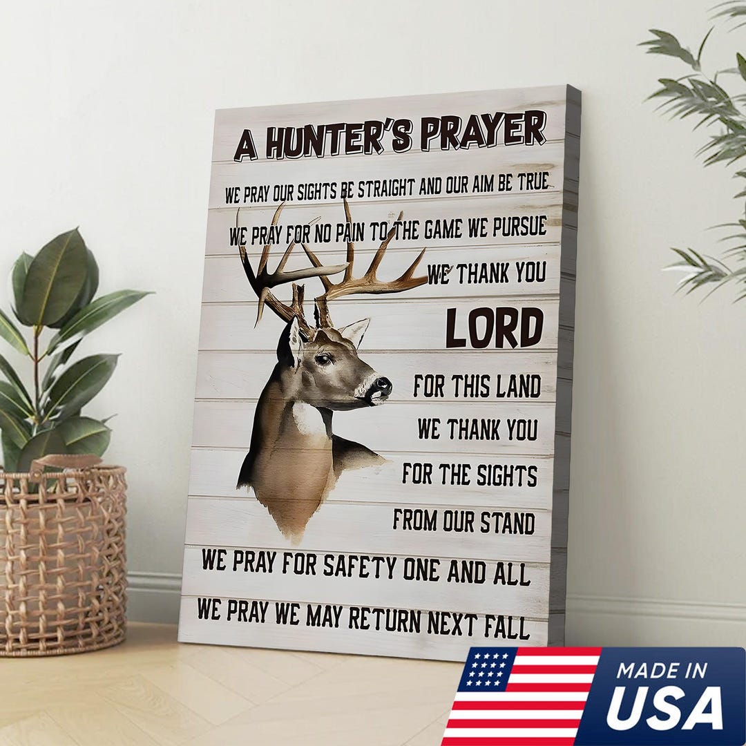 A Hunter’s Prayer Canvas – Deer Hunting Christian Rustic Wall Art Gift ...