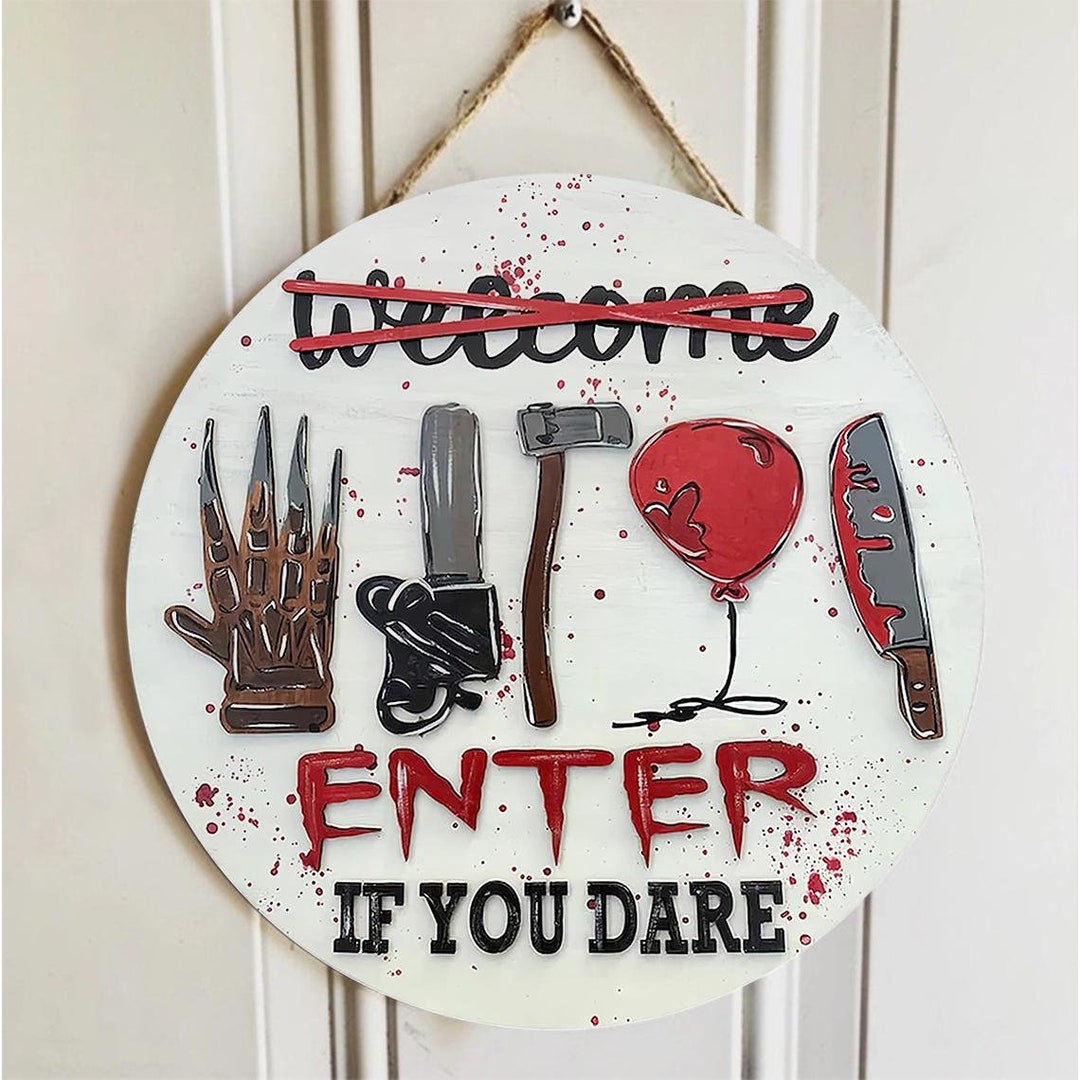 Enter If You Dare Halloween Door Sign - Halloween Front Door Decor ...