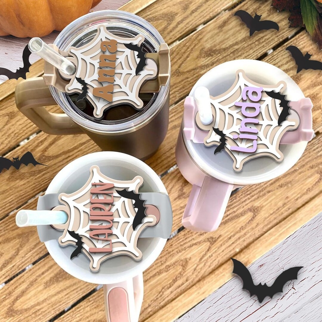 Personalized Spider Web Acrylic Name Tag, Stanley Tumbler Halloween ...